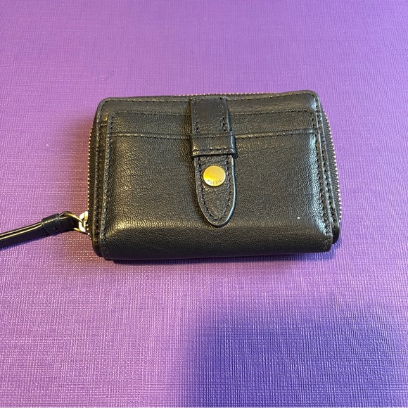 Fossil | Bags | Fossil Small Black Wallet With Gold Accent | Poshmark